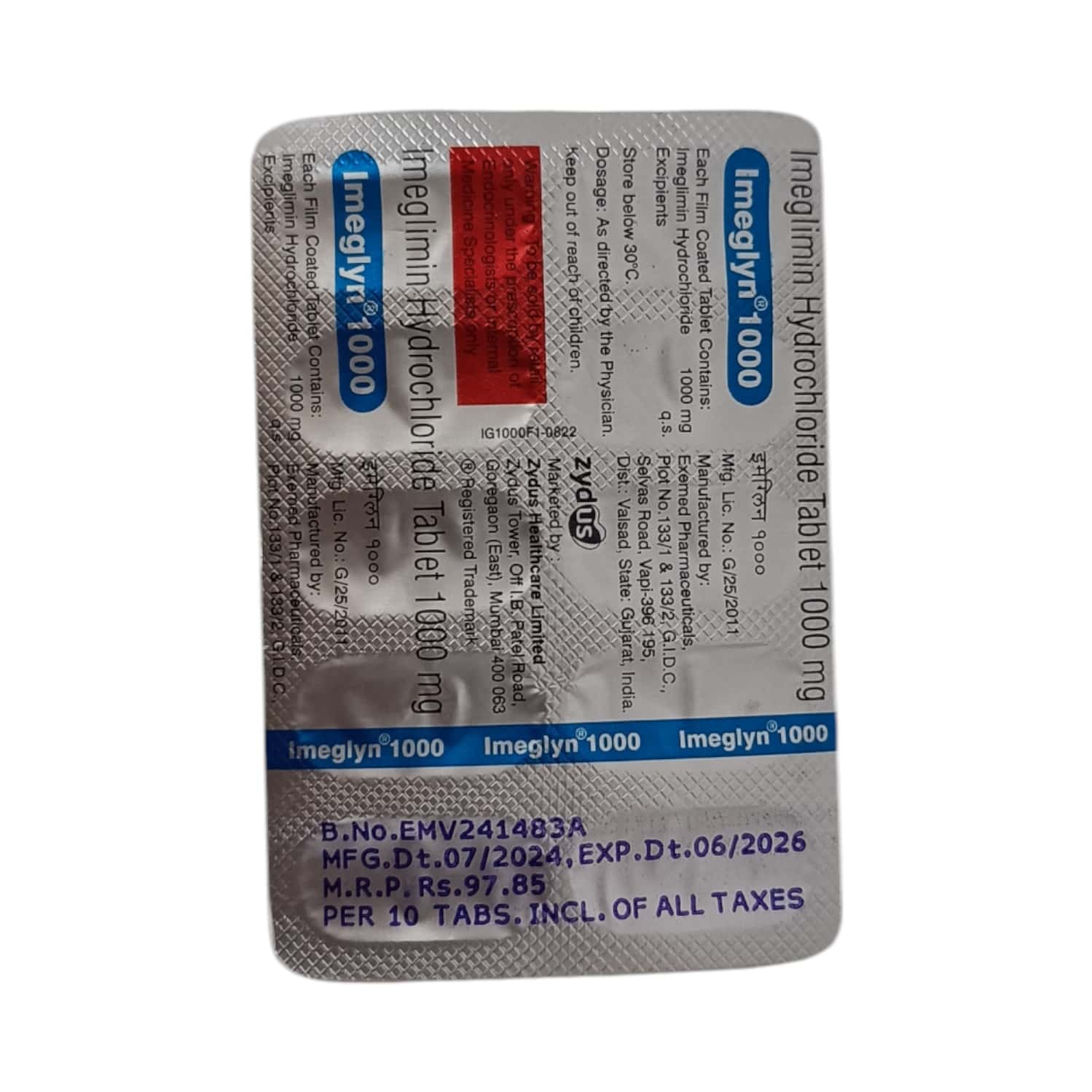 Imeglyn 1000 MG Tablet (10): Uses, Side Effects, Price & Dosage | PharmEasy