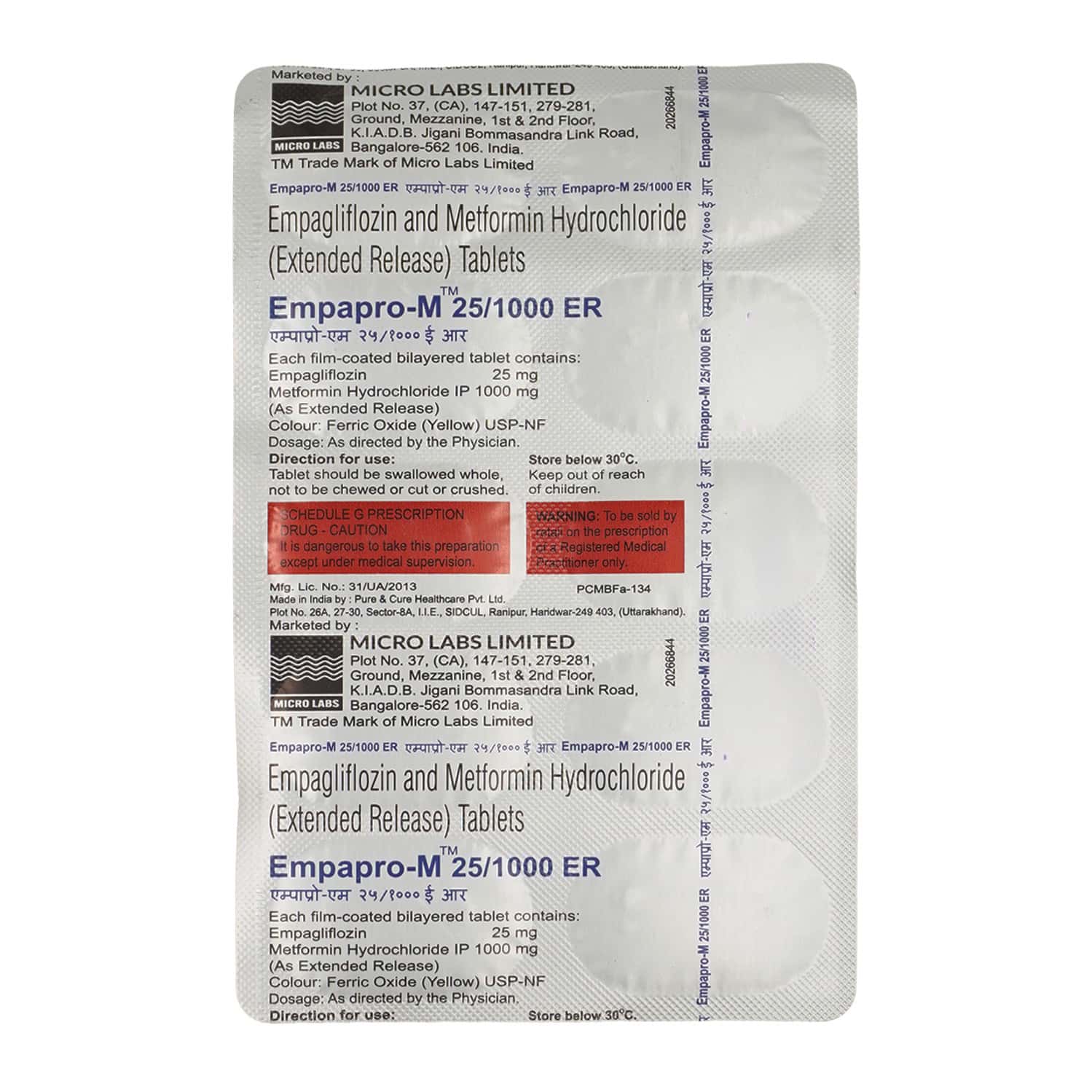 Empapro M 25/1000mg Er Strip Of 10 Tablets: Uses, Side Effects, Price ...