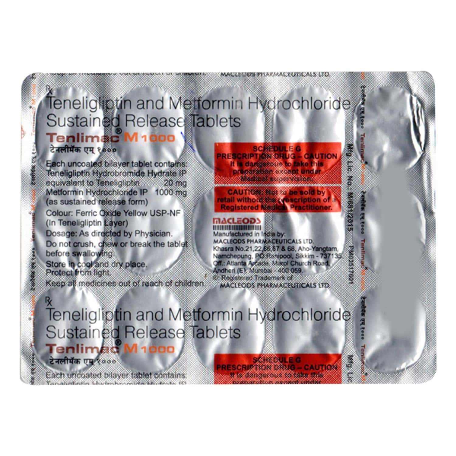 Tenlimac M 1000 Strip Of 15 Tablets: Uses, Side Effects, Price & Dosage ...