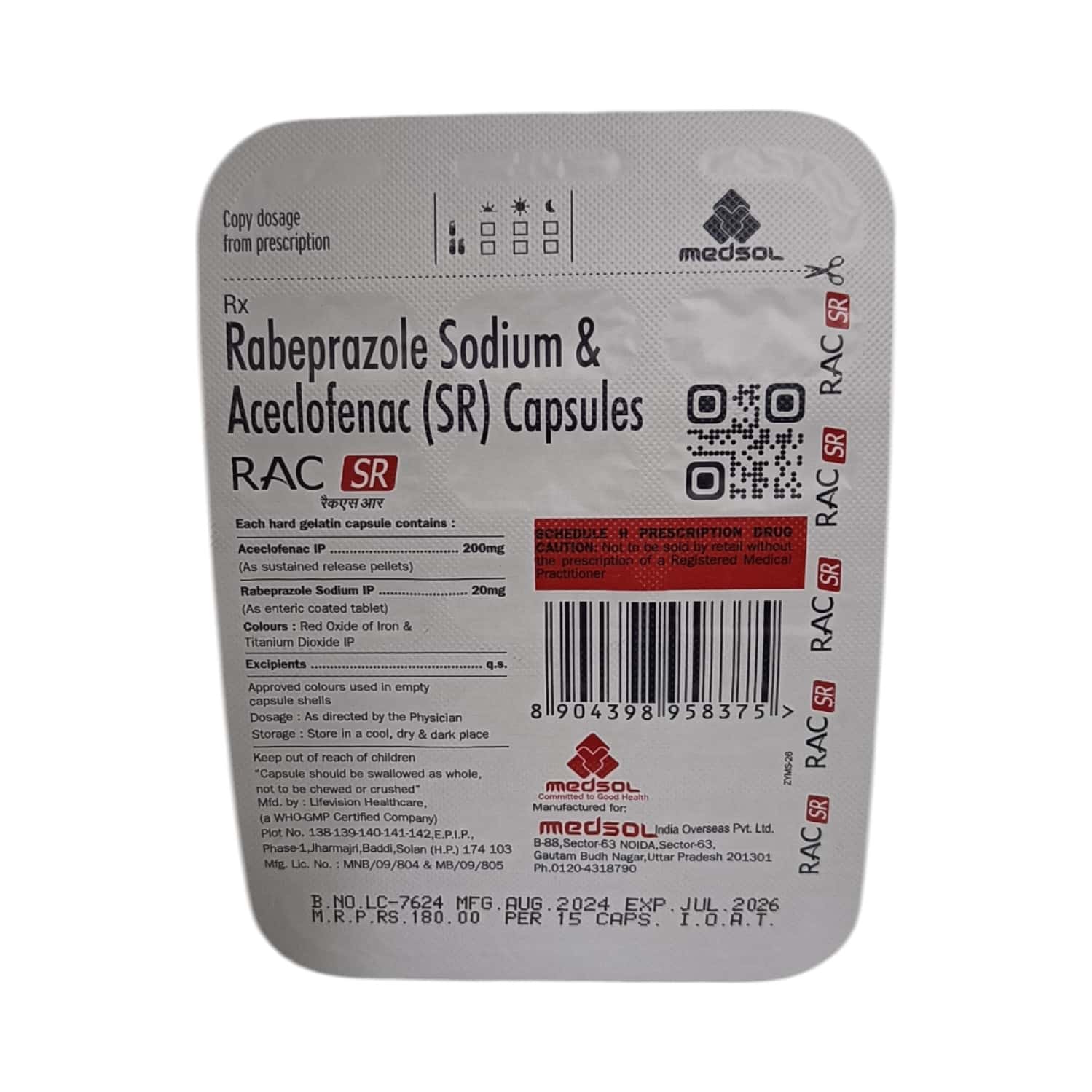 Rac Sr Strip Of 15 Capsules: Uses, Side Effects, Price & Dosage | PharmEasy