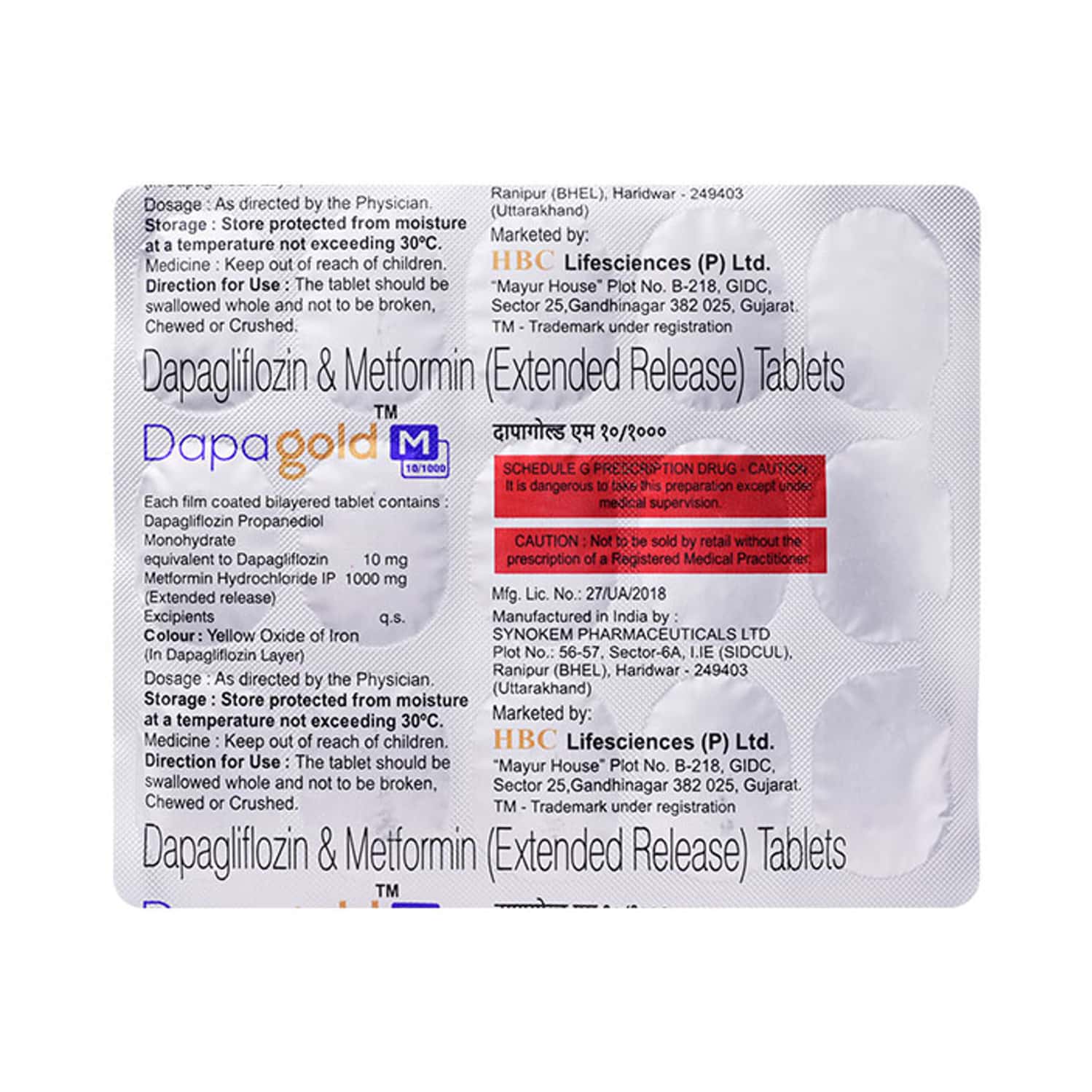 Dapagold M 10/1000mg Strip Of 15 Tablets: Uses, Side Effects, Price ...
