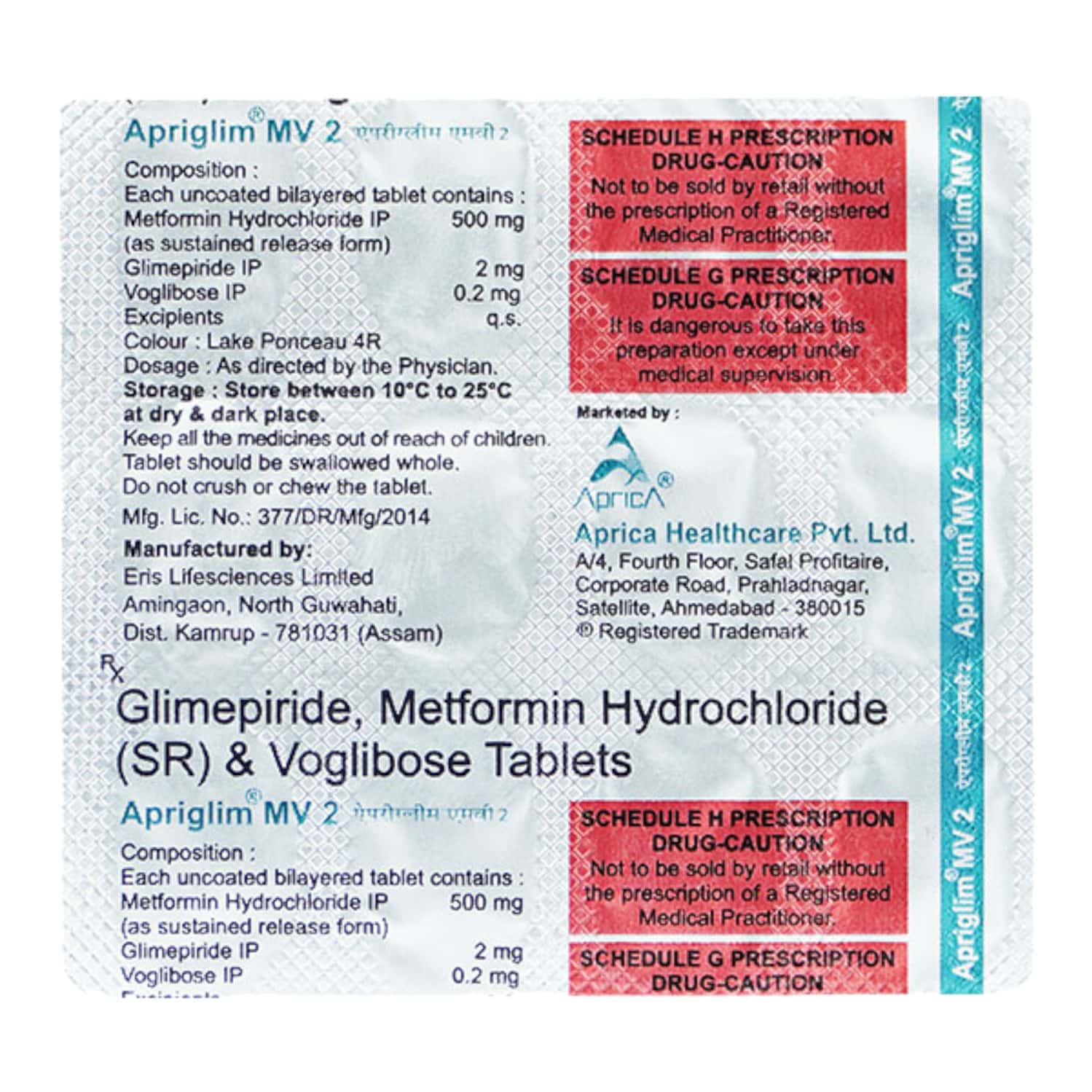 Apriglim Mv 2mg Strip Of 15 Tablets: Uses, Side Effects, Price & Dosage ...