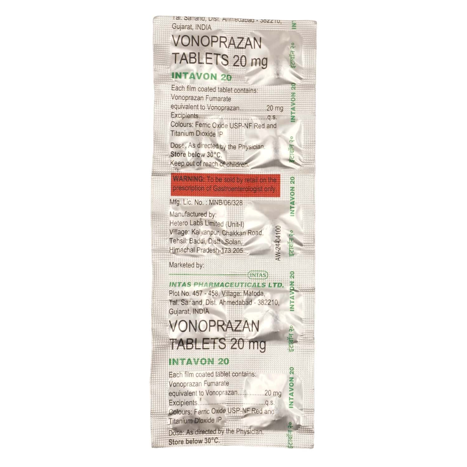 Intavon 20 MG Tablet (10): Uses, Side Effects, Price & Dosage | PharmEasy