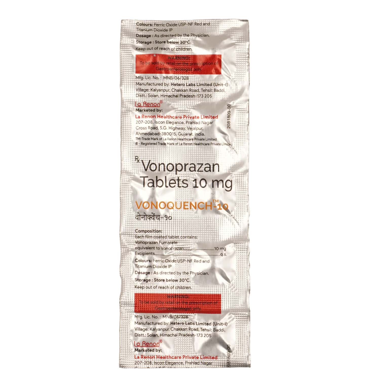 Vonoquench 10 MG Tablet (10): Uses, Side Effects, Price & Dosage ...