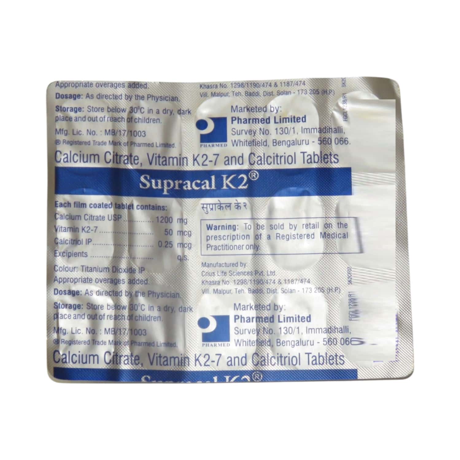 Supracal K2 Strip Of 15 Tabets: Uses, Side Effects, Price & Dosage ...