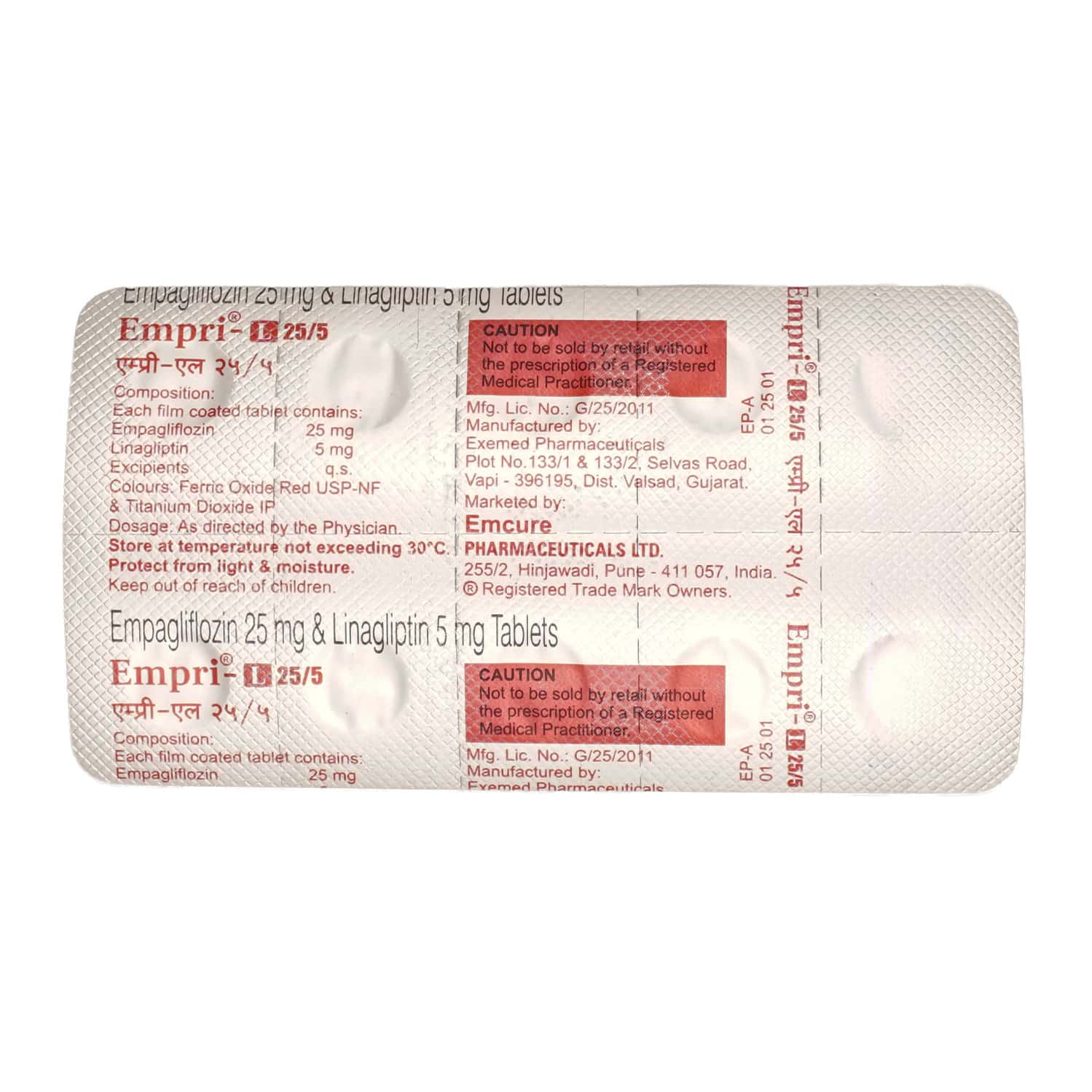Empri L 25/5mg Strip Of 10 Tablets: Uses, Side Effects, Price & Dosage ...