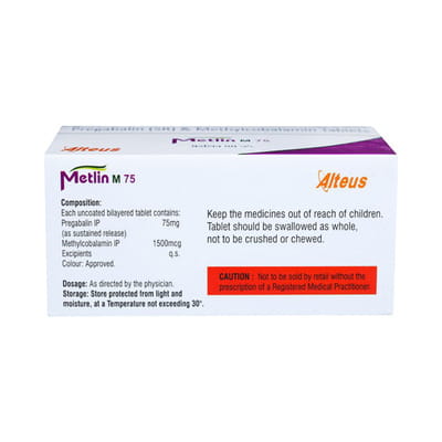 Metlin M 75mg Strip Of 15 Tablets: Uses, Side Effects, Price & Dosage ...