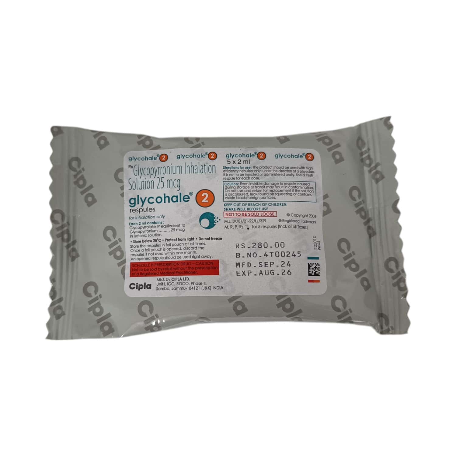 Glycohale 25 MCG Respule (5): Uses, Side Effects, Price & Dosage ...