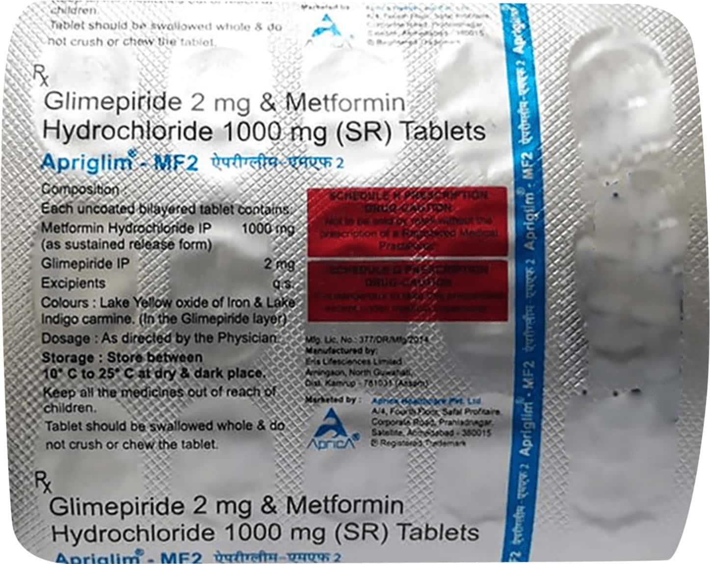 Apriglim Mf 2mg Strip Of 15 Tablets: Uses, Side Effects, Price & Dosage ...