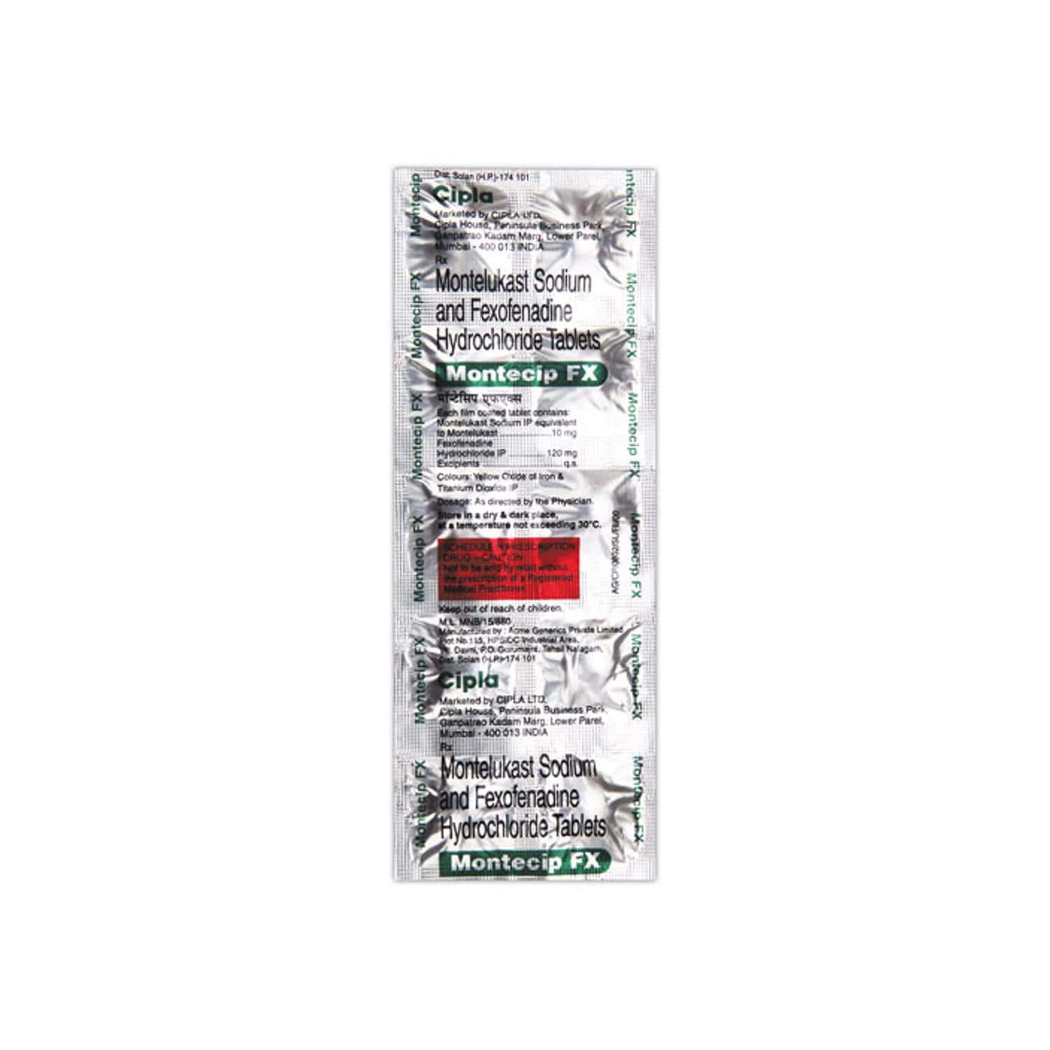 Montecip Fx Strip Of 10 Tablets: Uses, Side Effects, Price & Dosage ...