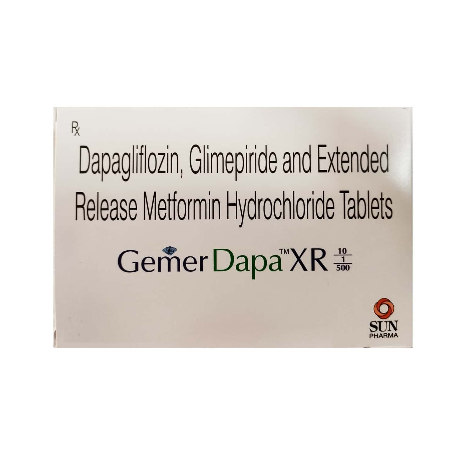 Gemer Dapa Xr 10/1/500mg Strip Of 7 Tablets: Uses, Side Effects, Price ...