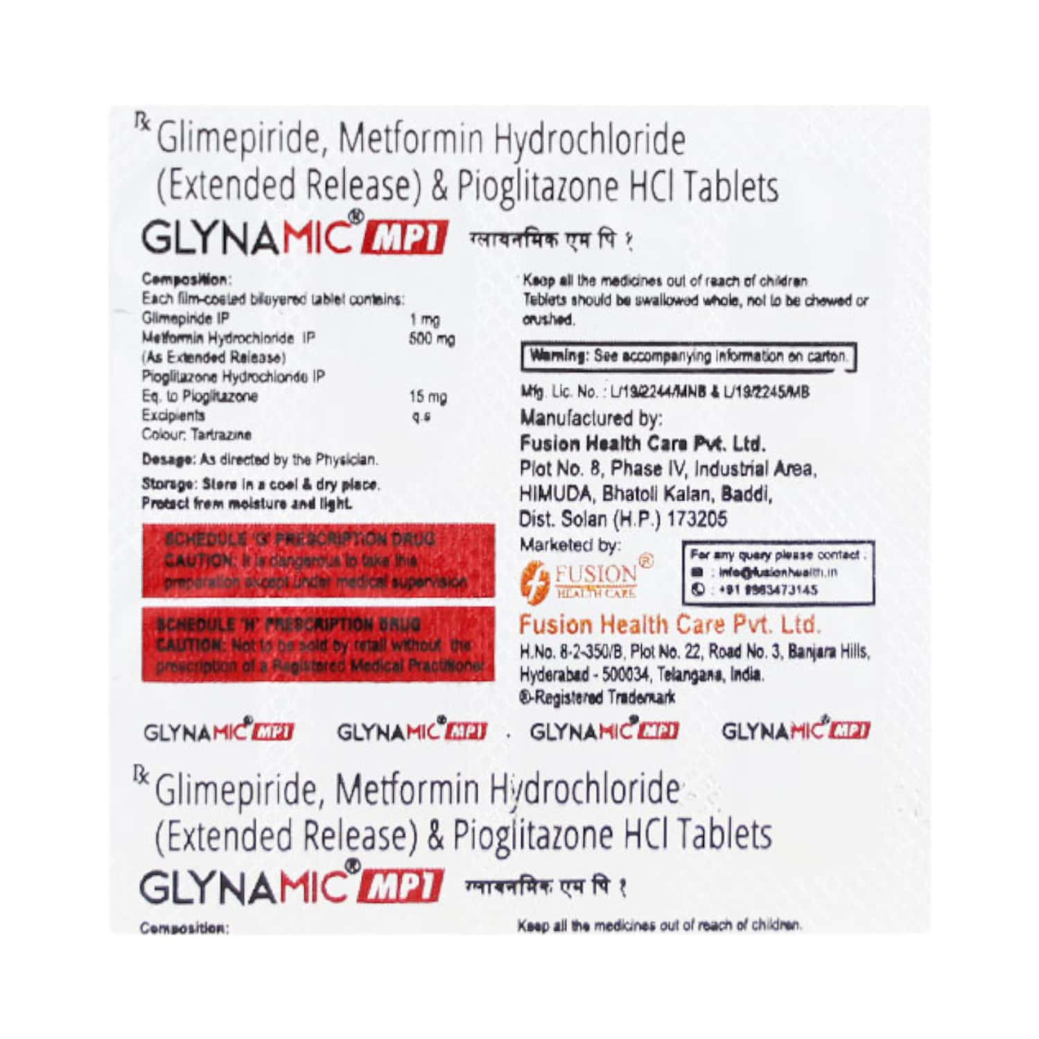 Glynamic Mp 1mg Strip Of 10 Tablets: Uses, Side Effects, Price & Dosage ...