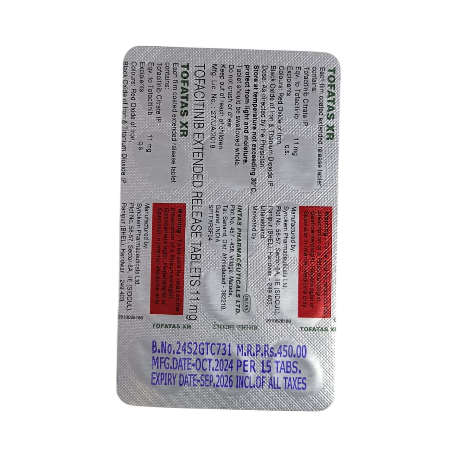 Tofatas Xr 11 MG Tablet (15): Uses, Side Effects, Price & Dosage ...