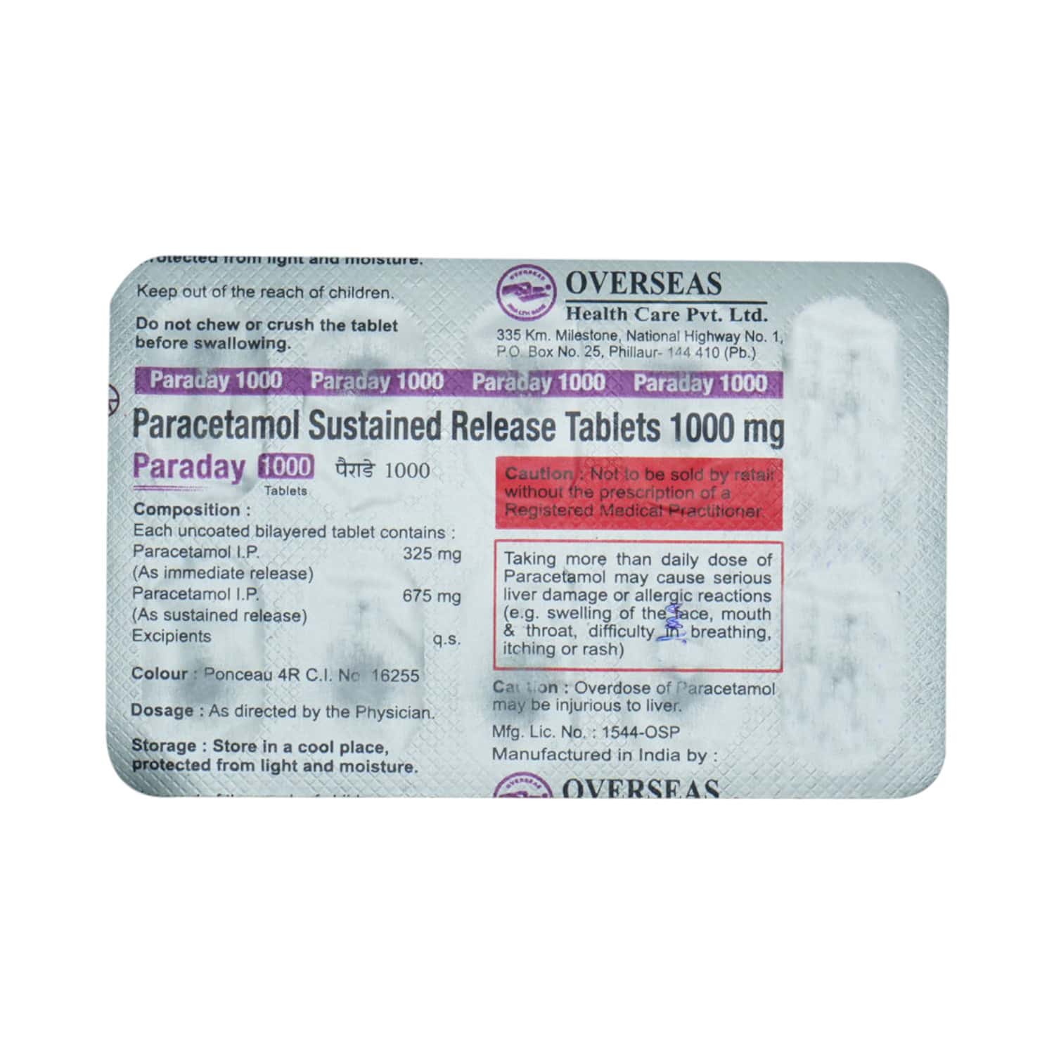 Paraday 1000 MG Tablet (10): Uses, Side Effects, Price & Dosage | PharmEasy