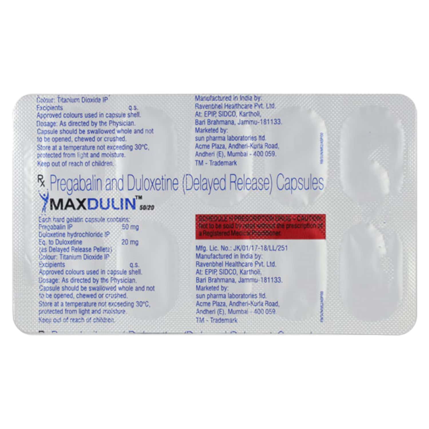Maxdulin 50/20 Capsule: Uses, Side Effects, Price, Dosage & More Info ...