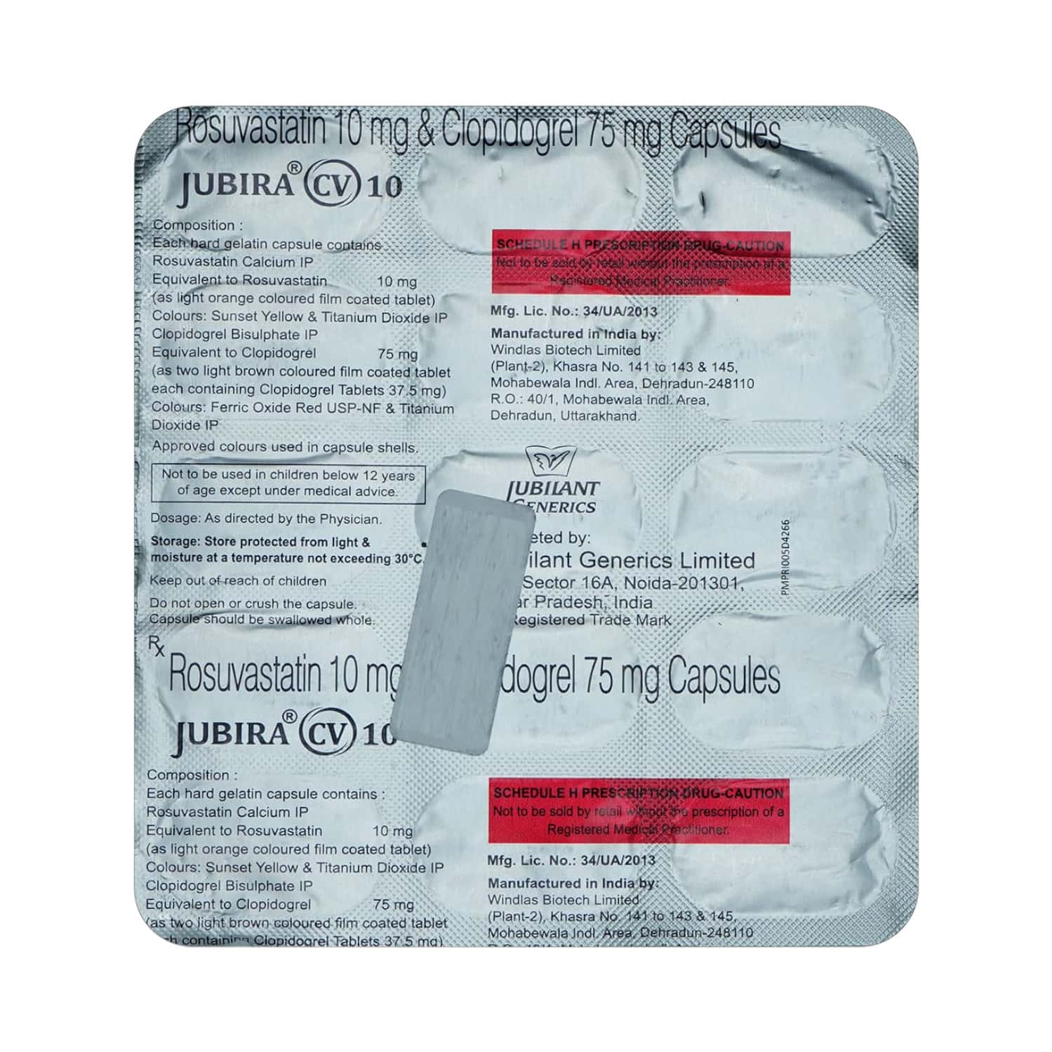 Jubira Cv 10mg Strip Of 15 Capsules: Uses, Side Effects, Price & Dosage ...