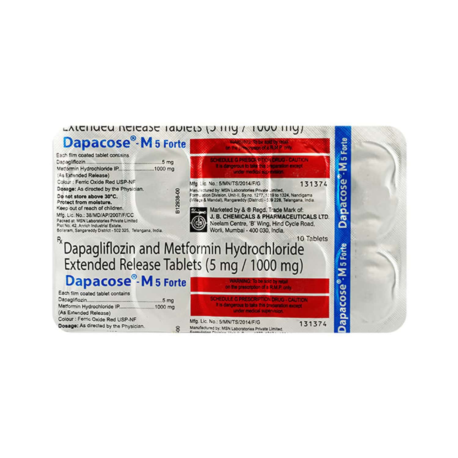 Dapacose M 5mg Forte Strip Of 10 Tablets: Uses, Side Effects, Price ...