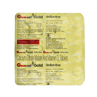 Gemcal Gold Strip Of 15 Tablets: Uses, Side Effects, Price & Dosage ...