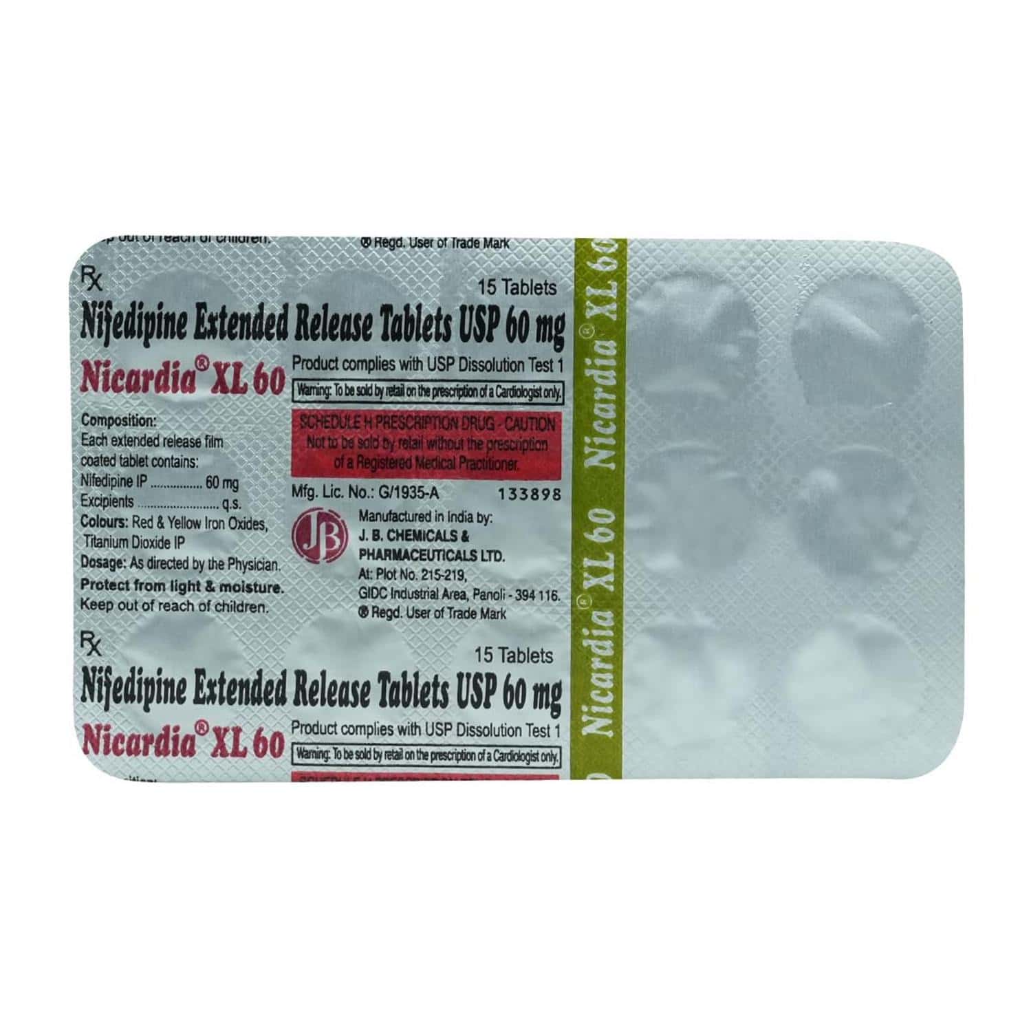 Nicardia Xl 60 MG Tablet (15): Uses, Side Effects, Price & Dosage ...