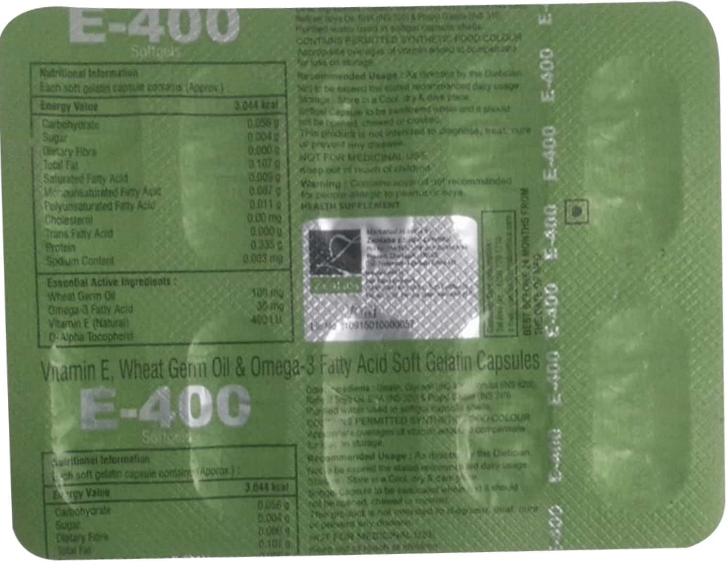 E 400 Capsule: Uses, Side Effects, Price, Dosage & More Info - PharmEasy