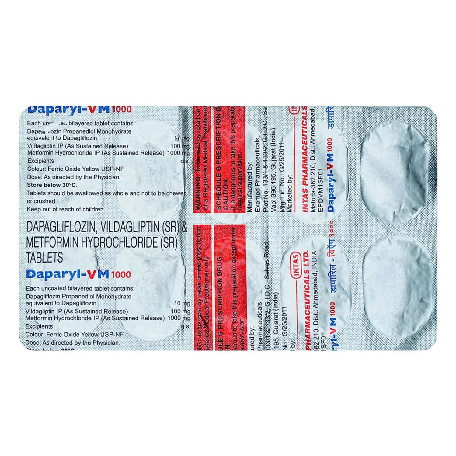 Daparyl Vm 10/100/1000mg Strip Of 10 Tablets: Uses, Side Effects, Price ...