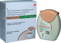 Trelegy Ellipta 100mcg/62.5mcg/25mcg Packet Of 30 Dose Inhaler: Uses ...