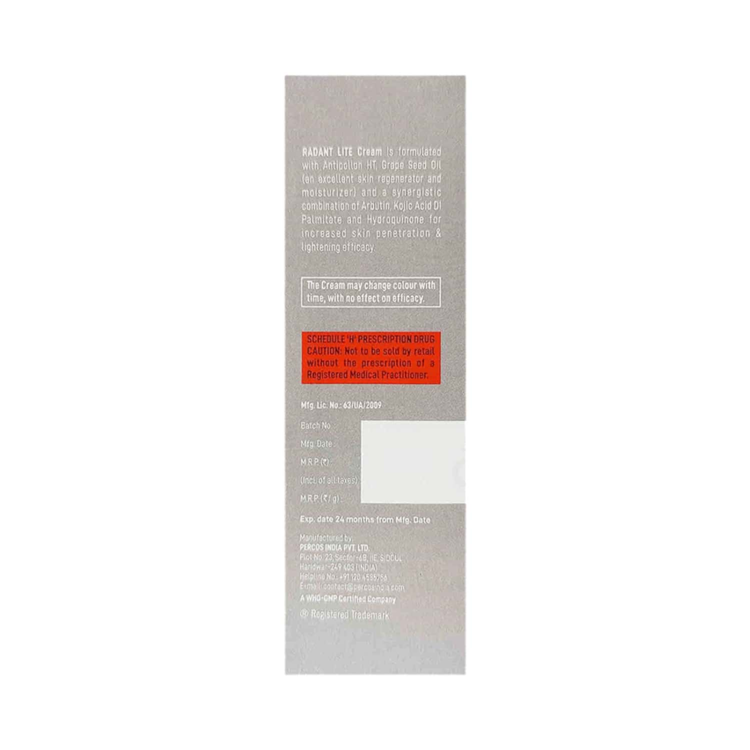 Radant Lite 2 %W/W Cream (20): Uses, Side Effects, Price & Dosage ...