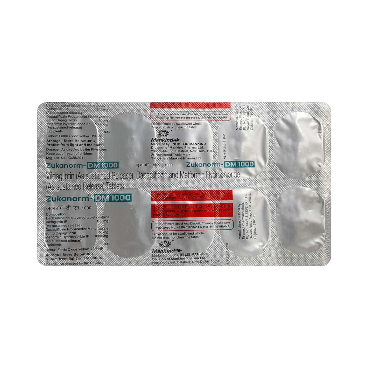 Zukanorm Dm 1000mg Strip Of 10 Tablets: Uses, Side Effects, Price ...