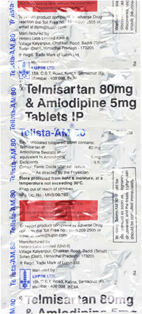Telista Am 80 Strip Of 15 Tablets: Uses, Side Effects, Price & Dosage ...