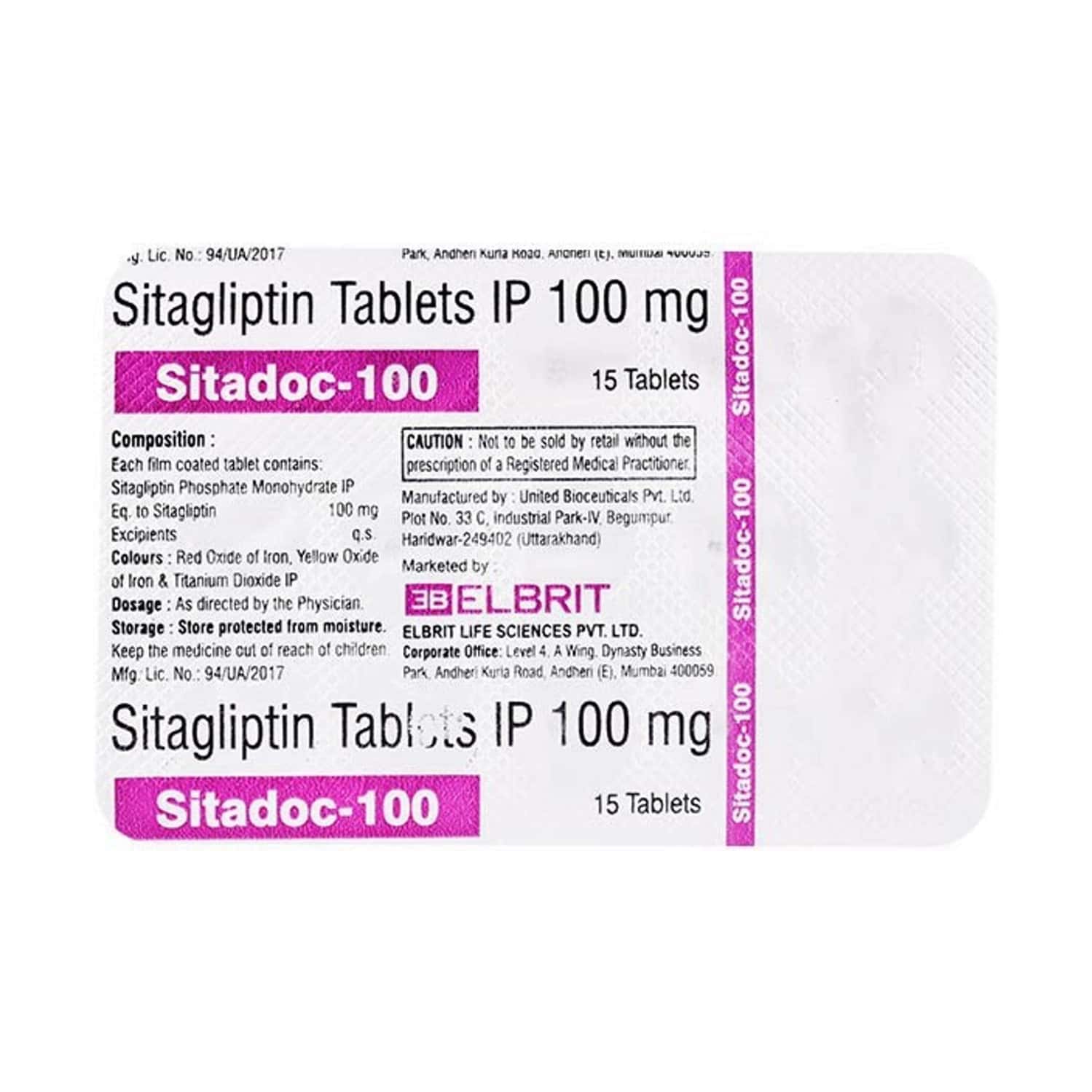 Sitadoc 100 MG Tablet (15): Uses, Side Effects, Price & Dosage | PharmEasy