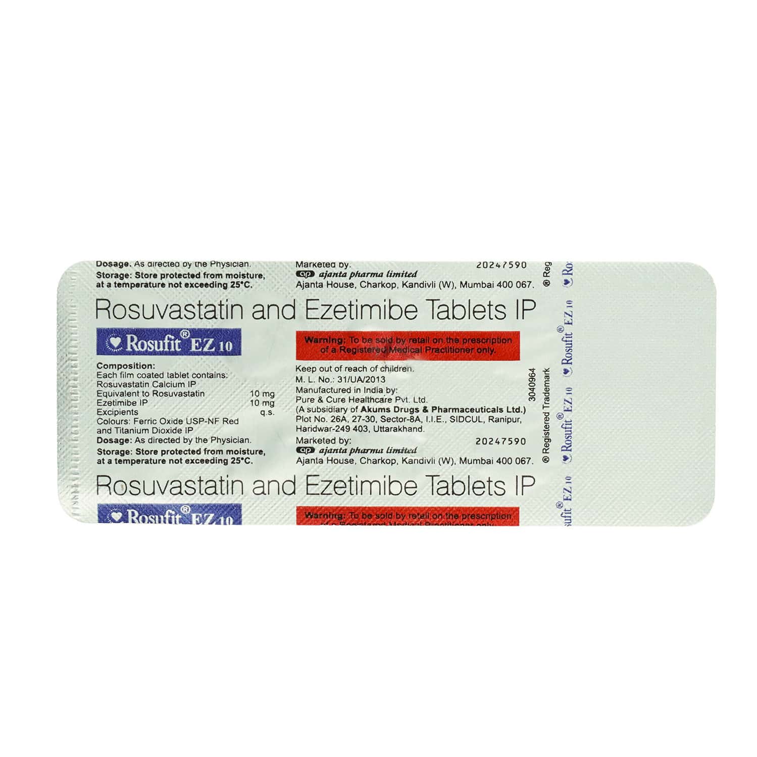 Rosufit Ez 10mg Strip Of 10 Tablets: Uses, Side Effects, Price & Dosage ...