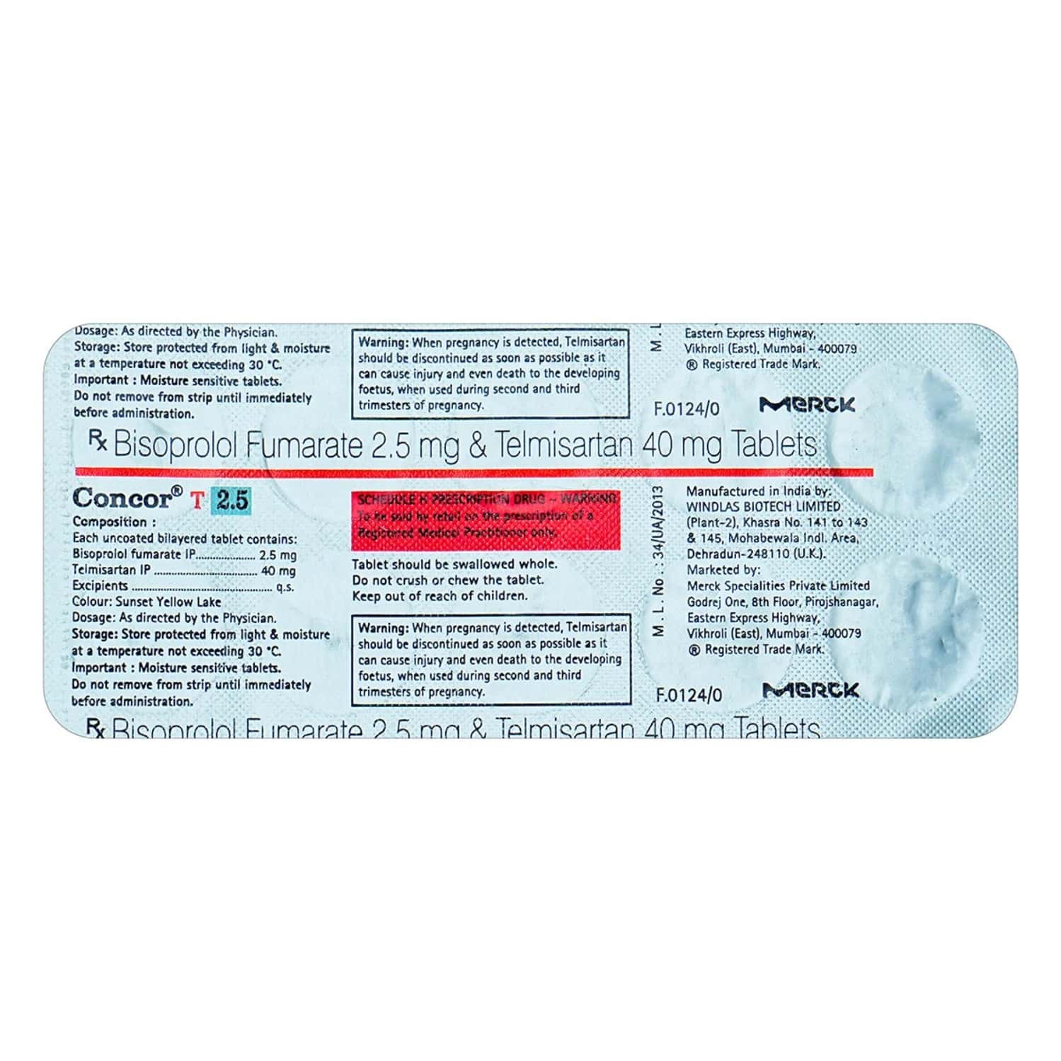Concor T 2.5mg Strip Of 10 Tablets: Uses, Side Effects, Price & Dosage ...