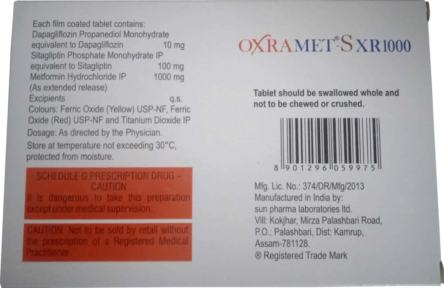 Oxramet S XR 1000 Tablet: Uses, Side Effects, Price, Dosage & More Info ...